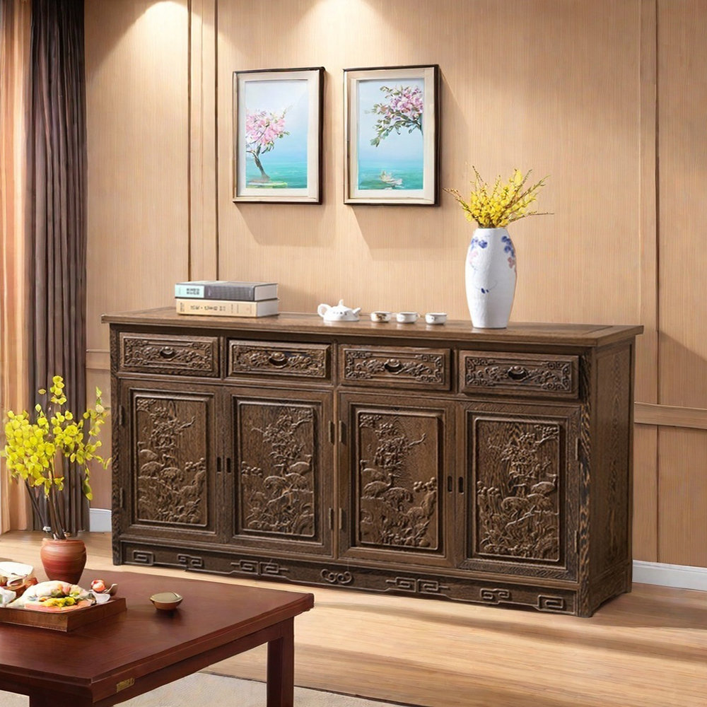 Vivid Space Creation Solid Wood Carved Multi-Functional Sideboard | Wayfair
