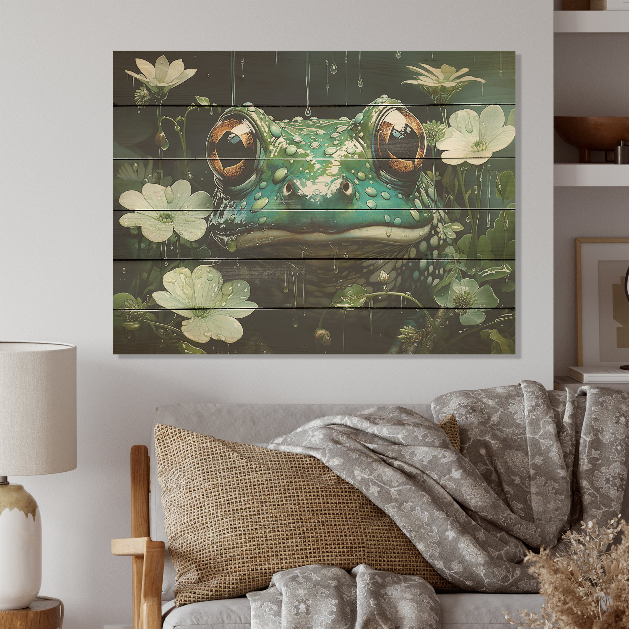 Lark Manor™ Cute Frog Portrait At The Pond I - Frogs & Toads Wood Wall ...