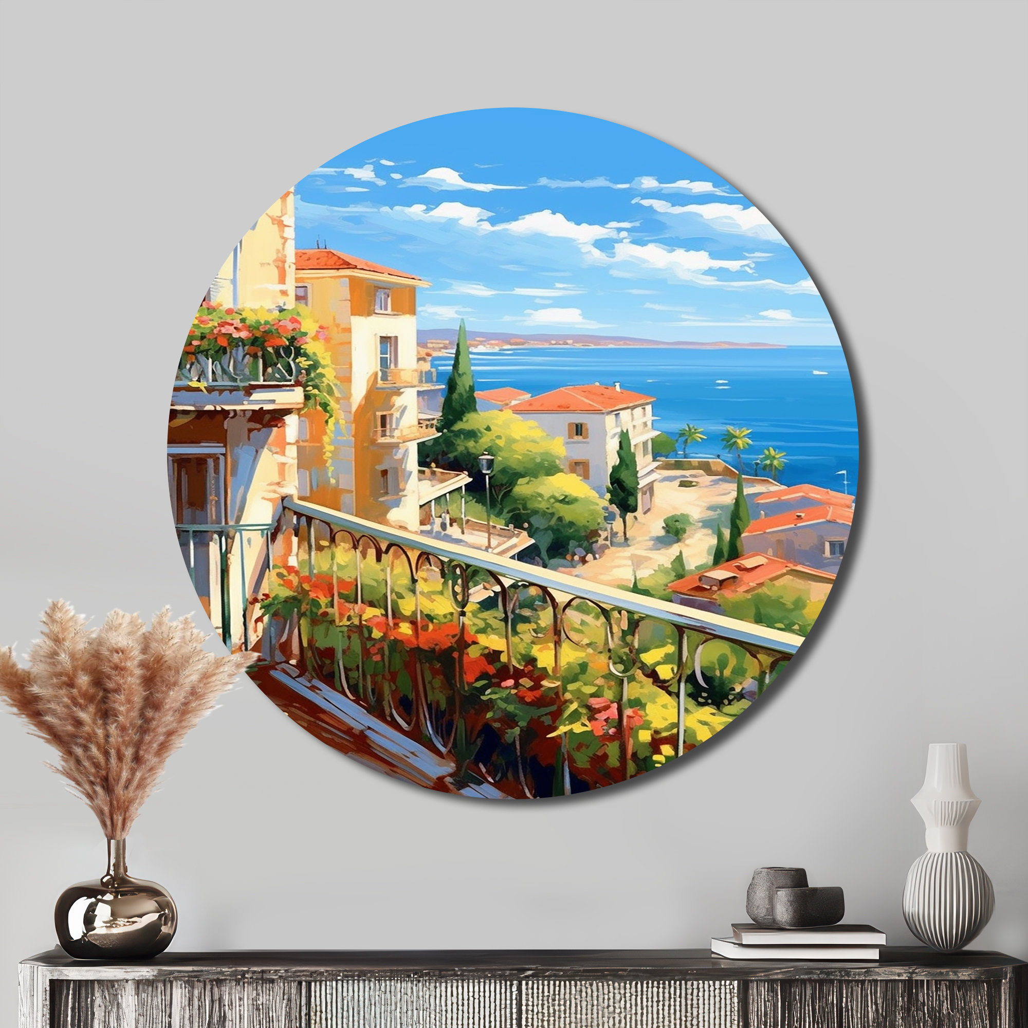 East Urban Home Beautiful Scenery In Italy - Landscapes Round Metal Art ...