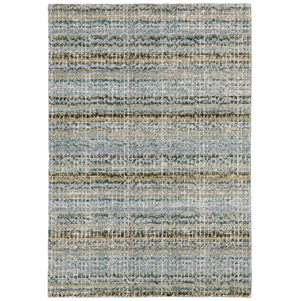 Gracie Oaks Torge Abstract Blue/Brown Area Rug | Wayfair