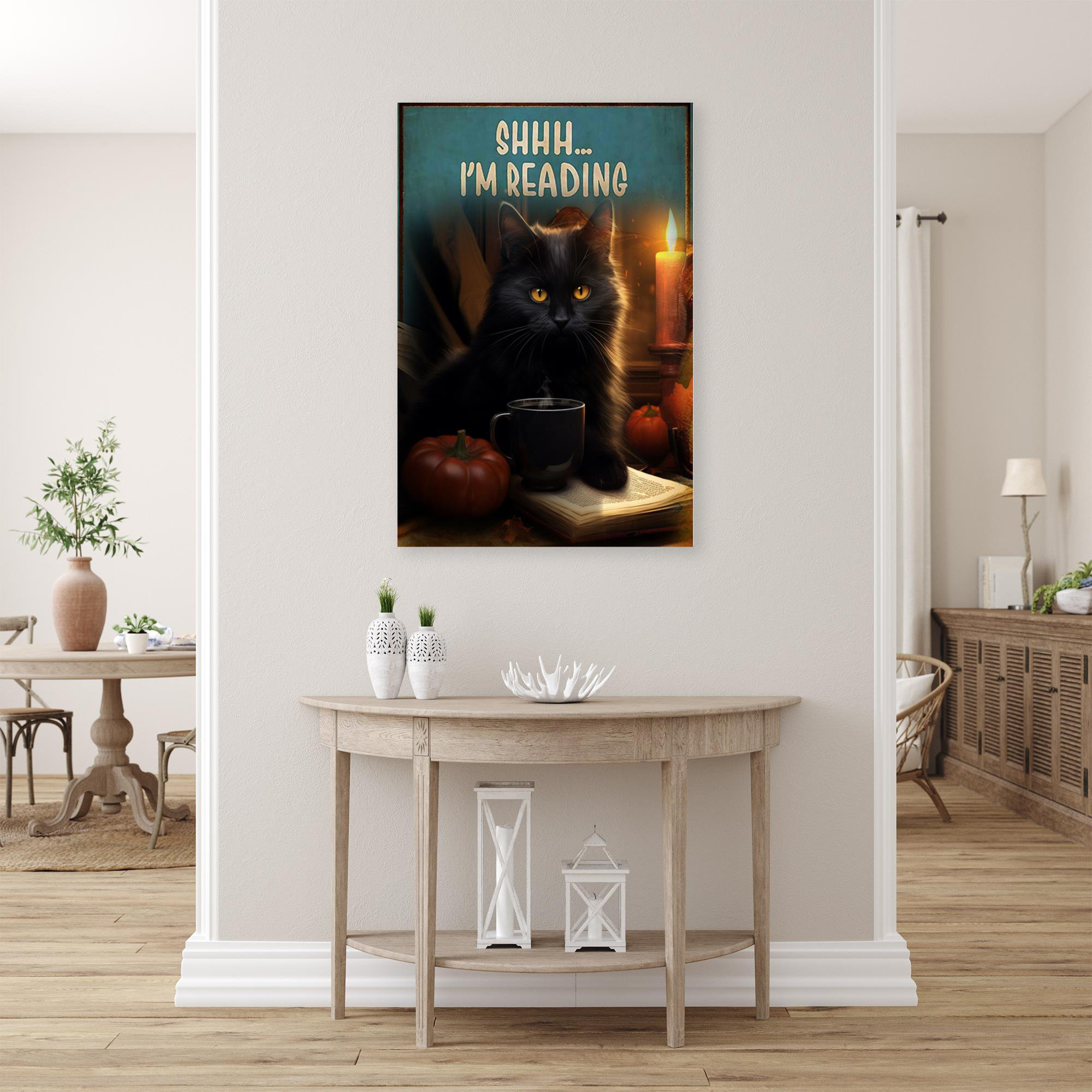 Trinx Black Cat Shhh Im Reading - 1 Piece Rectangle Graphic Art Print ...