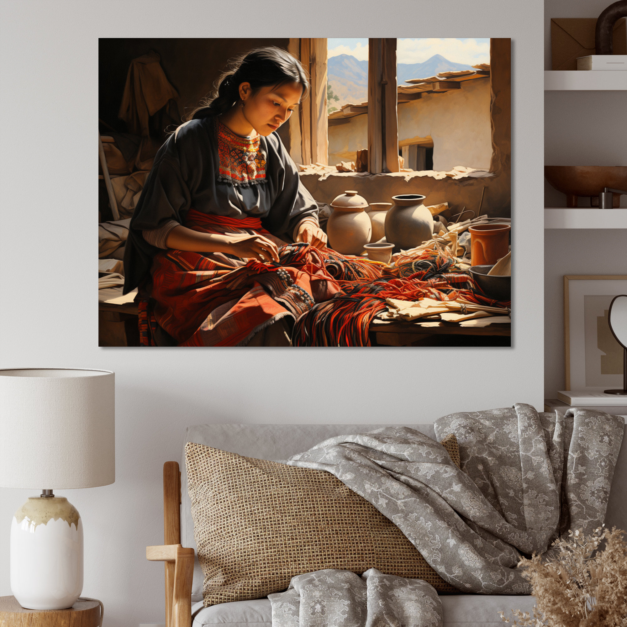 Red Barrel Studio® Coral Beige Mexico Art The Weaver - Mexican Art ...