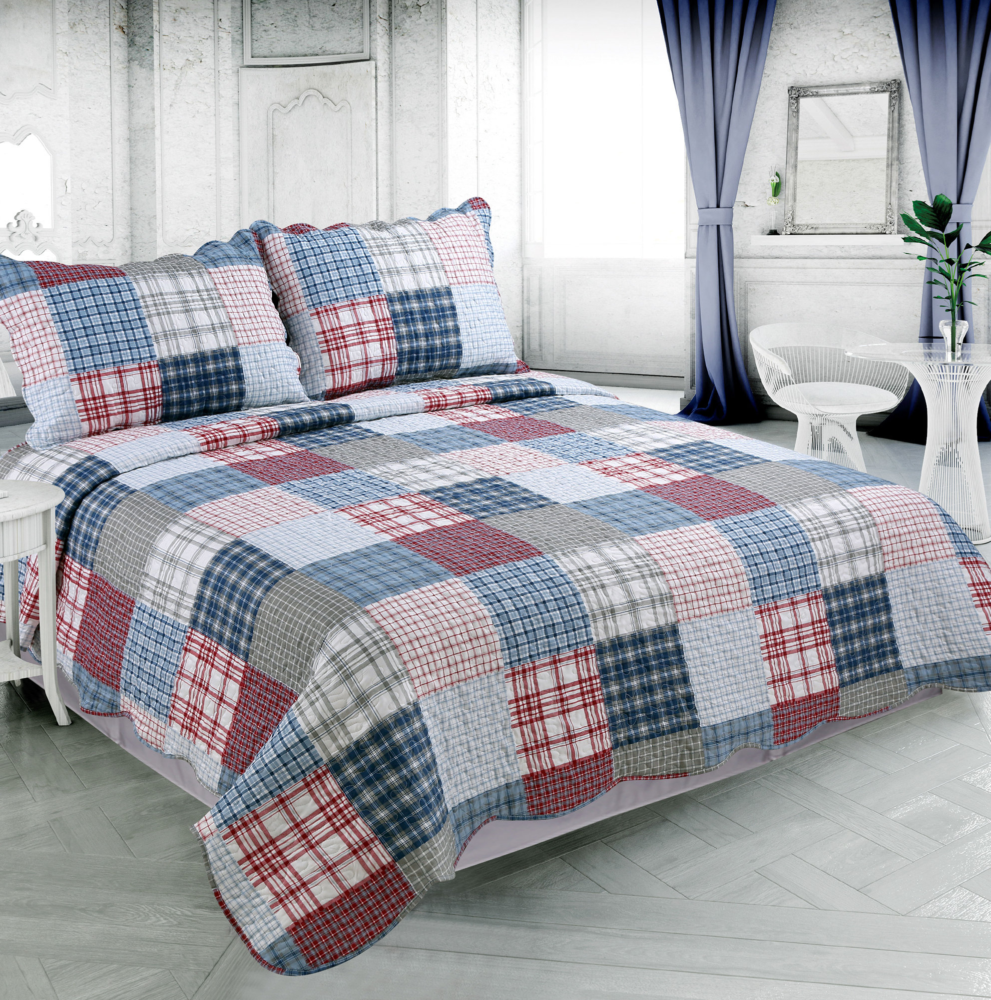 Marina Decoration Beauty Sleep Bedding Microfiber Reversible Quilt Set ...