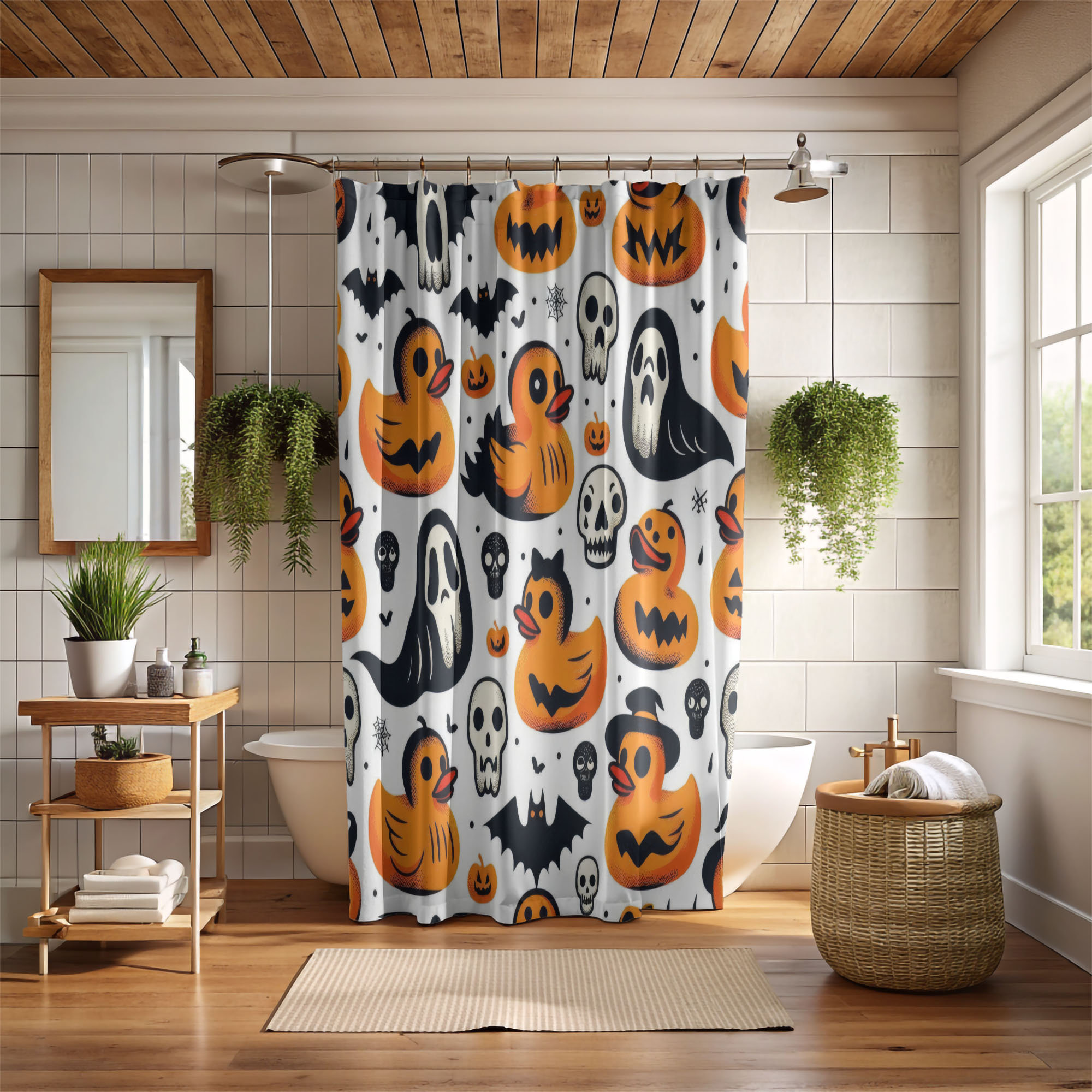 The Holiday Aisle® Spooky Splash - 1 Piece Standard Shower Curtain ...