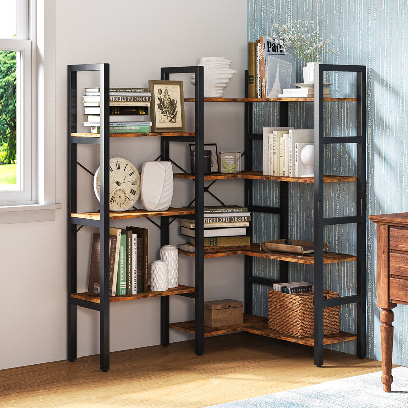 17 Stories Ganell 50.8''H,Triple Wide 4-tier Corner Bookshelf | Wayfair