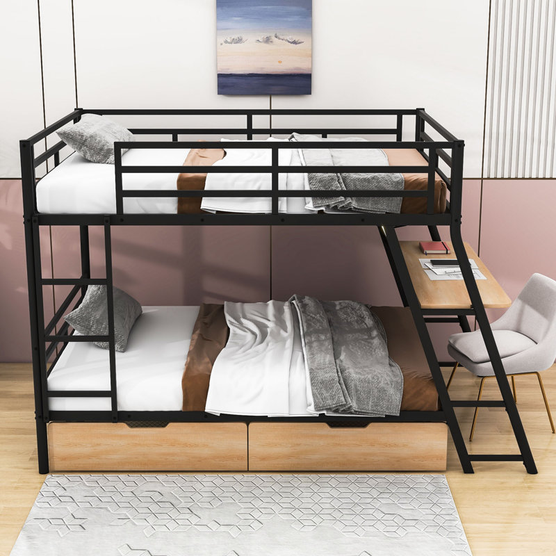 Mason & Marbles Cottesloe Metal Bunk Bed with Built-in Desk and 2 ...