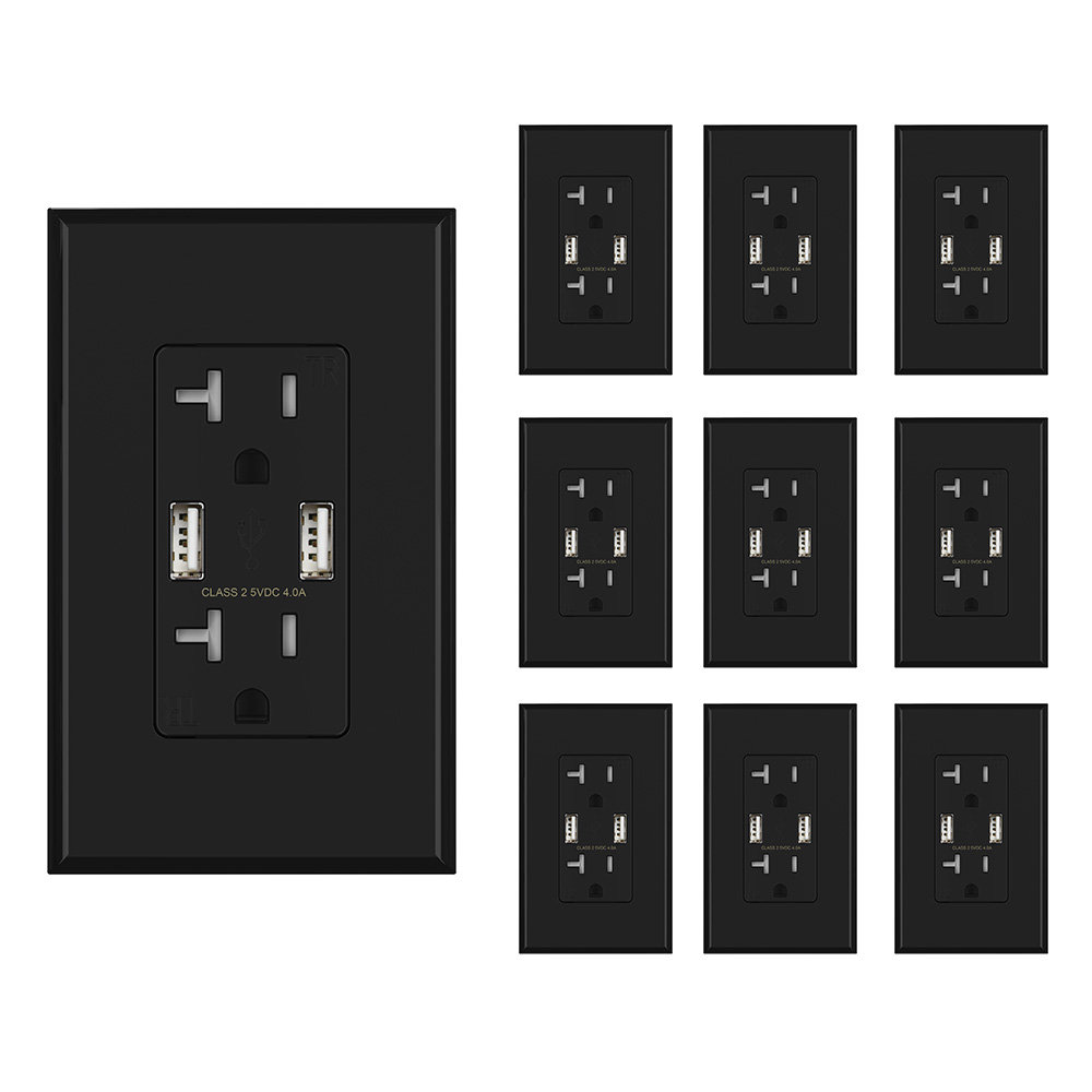 ELEGRP Usb Outlet, Tamper Resistant, Wall Plate Included | Wayfair