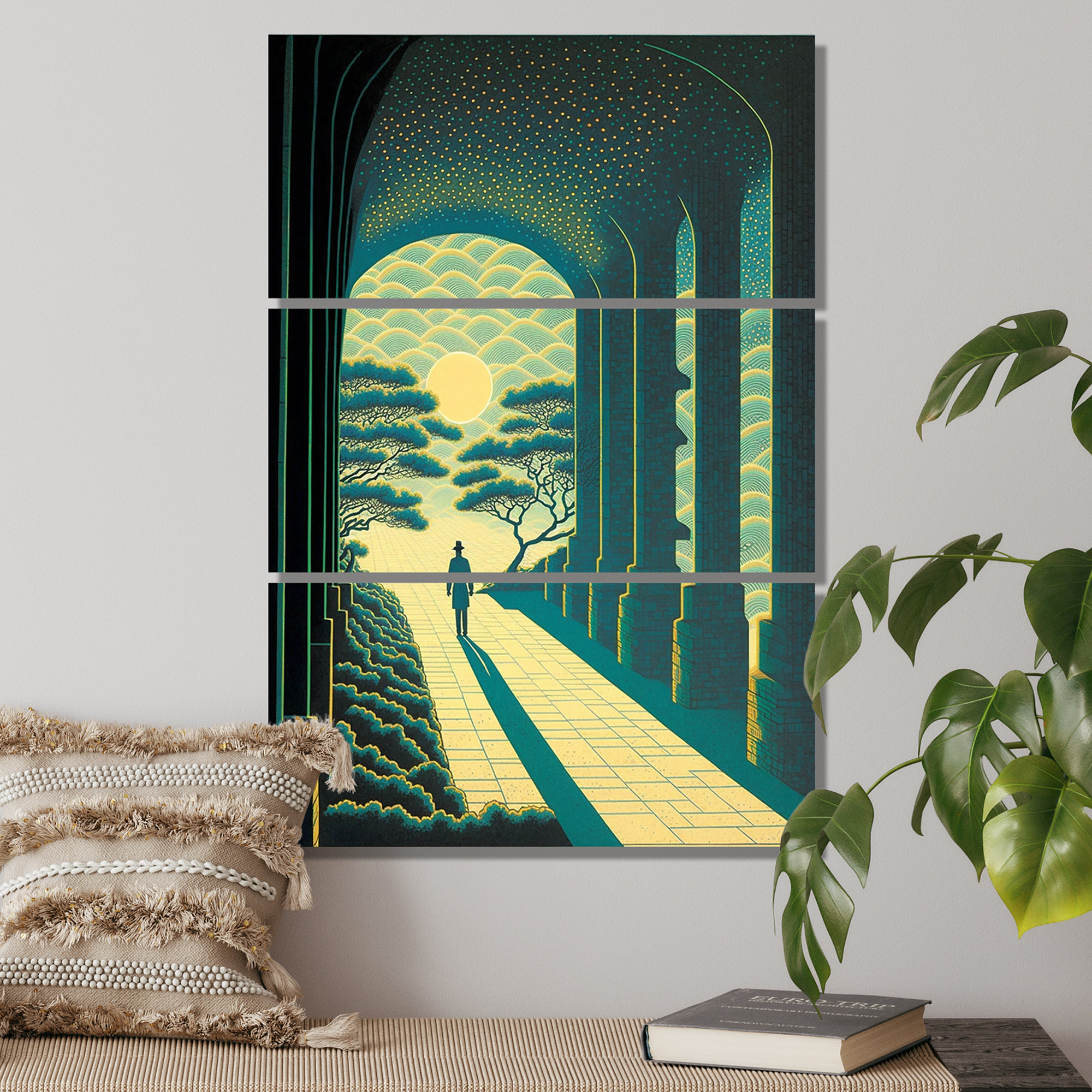 Millwood Pines Mysterious Full Moon Man Walking To The River 3 Pieces ...