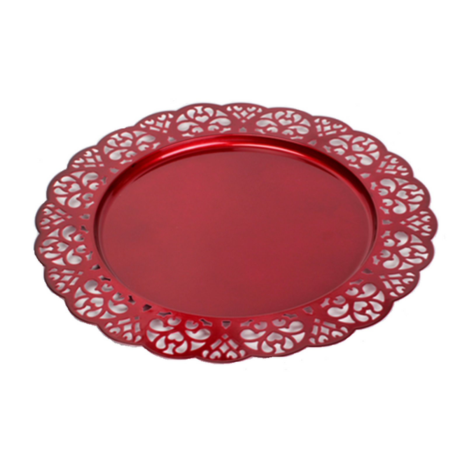Charlton Home® Red Metal With Scalloped Edge Tray | Wayfair