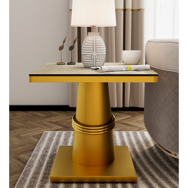 Mercer41 Gold Glass End Table | Wayfair