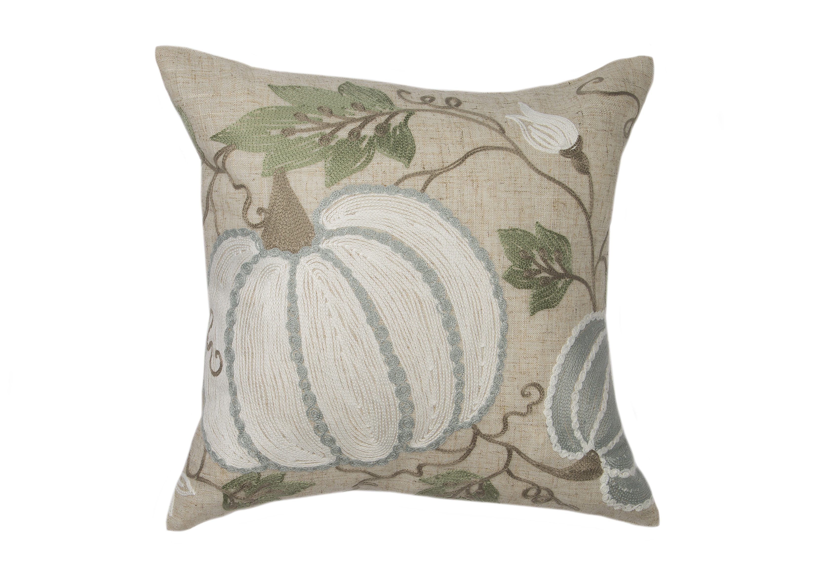 Manor Luxe Harvest Pumpkins And Vines Crewel Embroidered Fall Pillow ...
