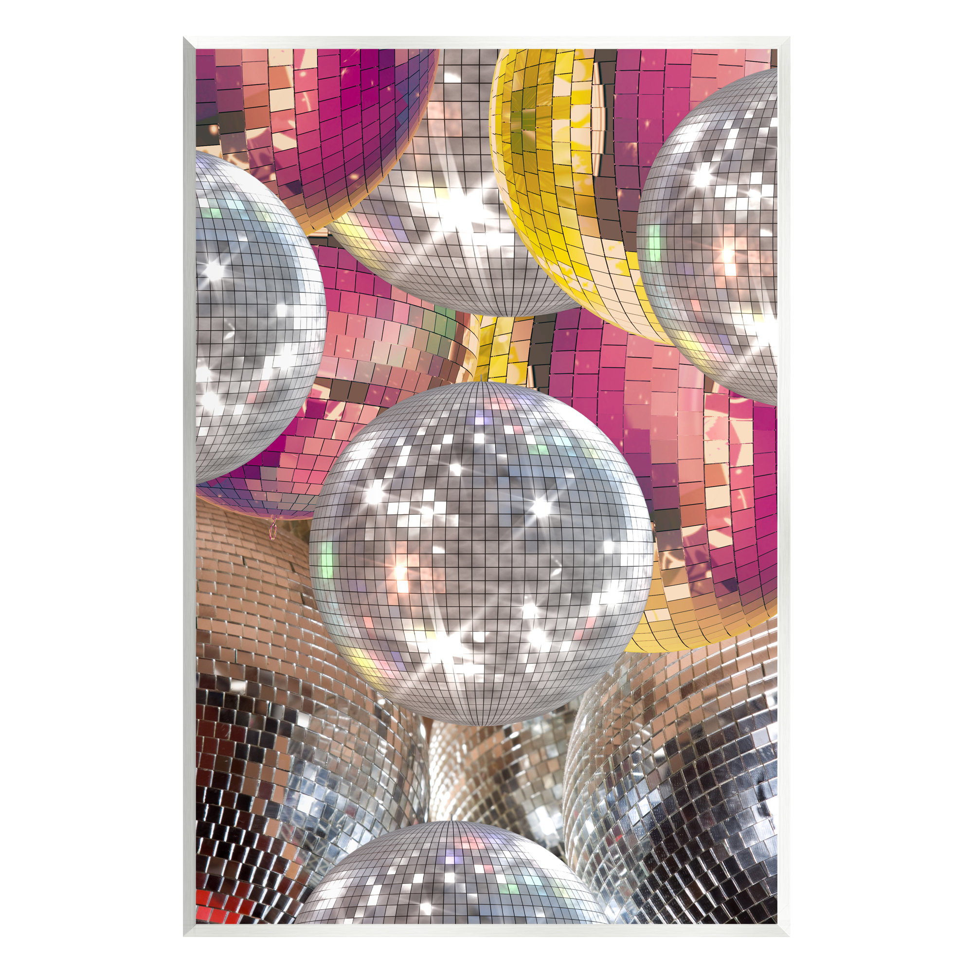 Stupell Industries Az-608-Wood " Retro Disco Balls " by Jesse Keith ...