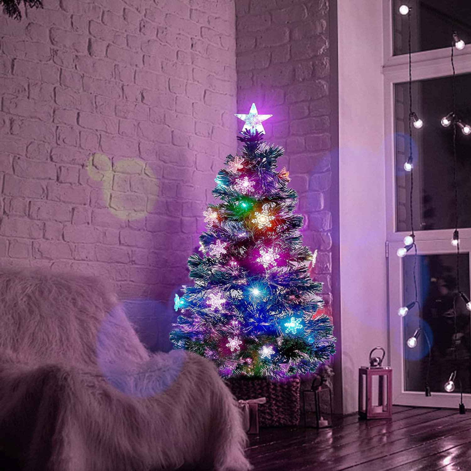 The Holiday Aisle® 3 FT Artificial Christmas Tree, Pre-Lit Optical ...