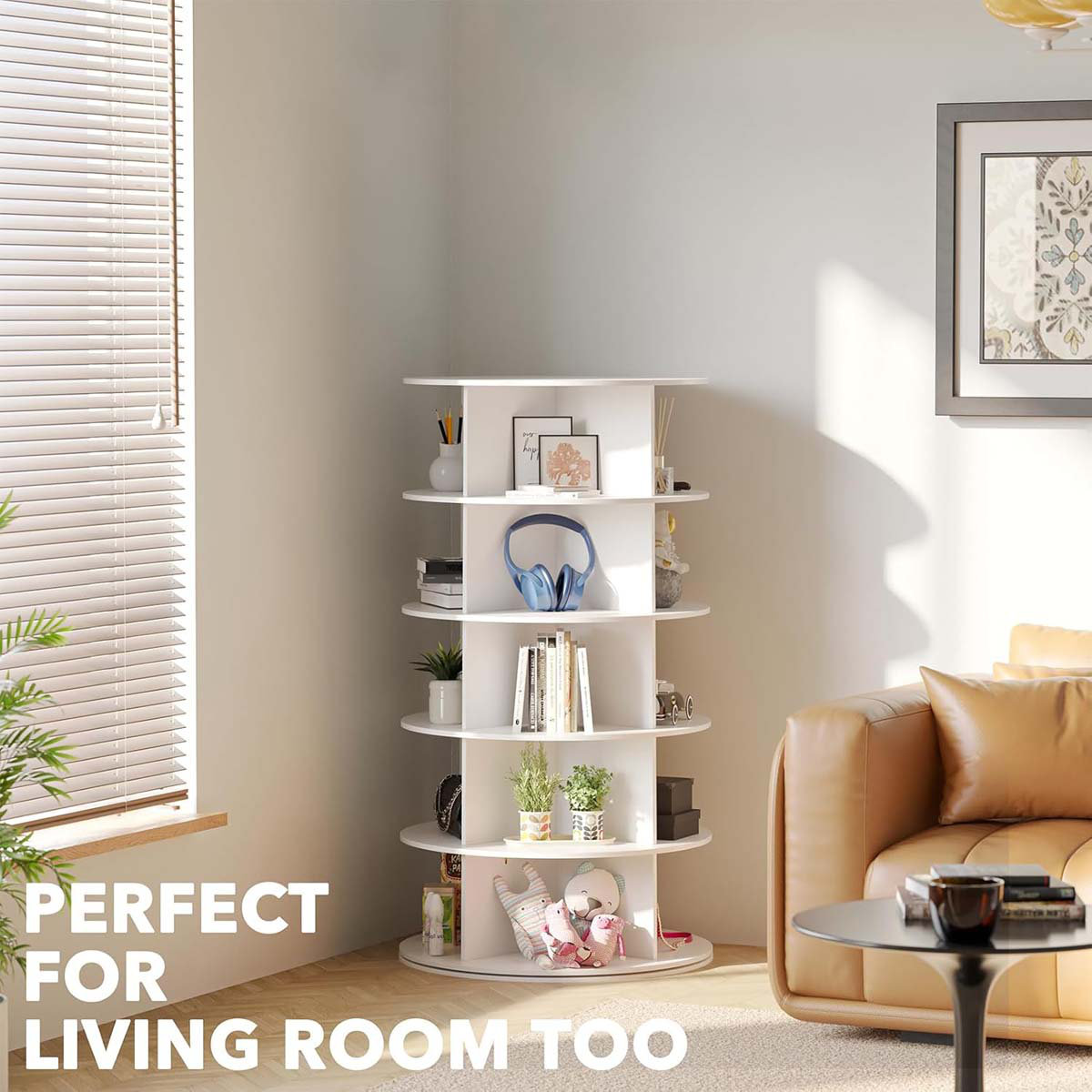 Rebrilliant Spaceaid 5 Tier Rotating Shoe Rack Tower, Spinning Shoe ...