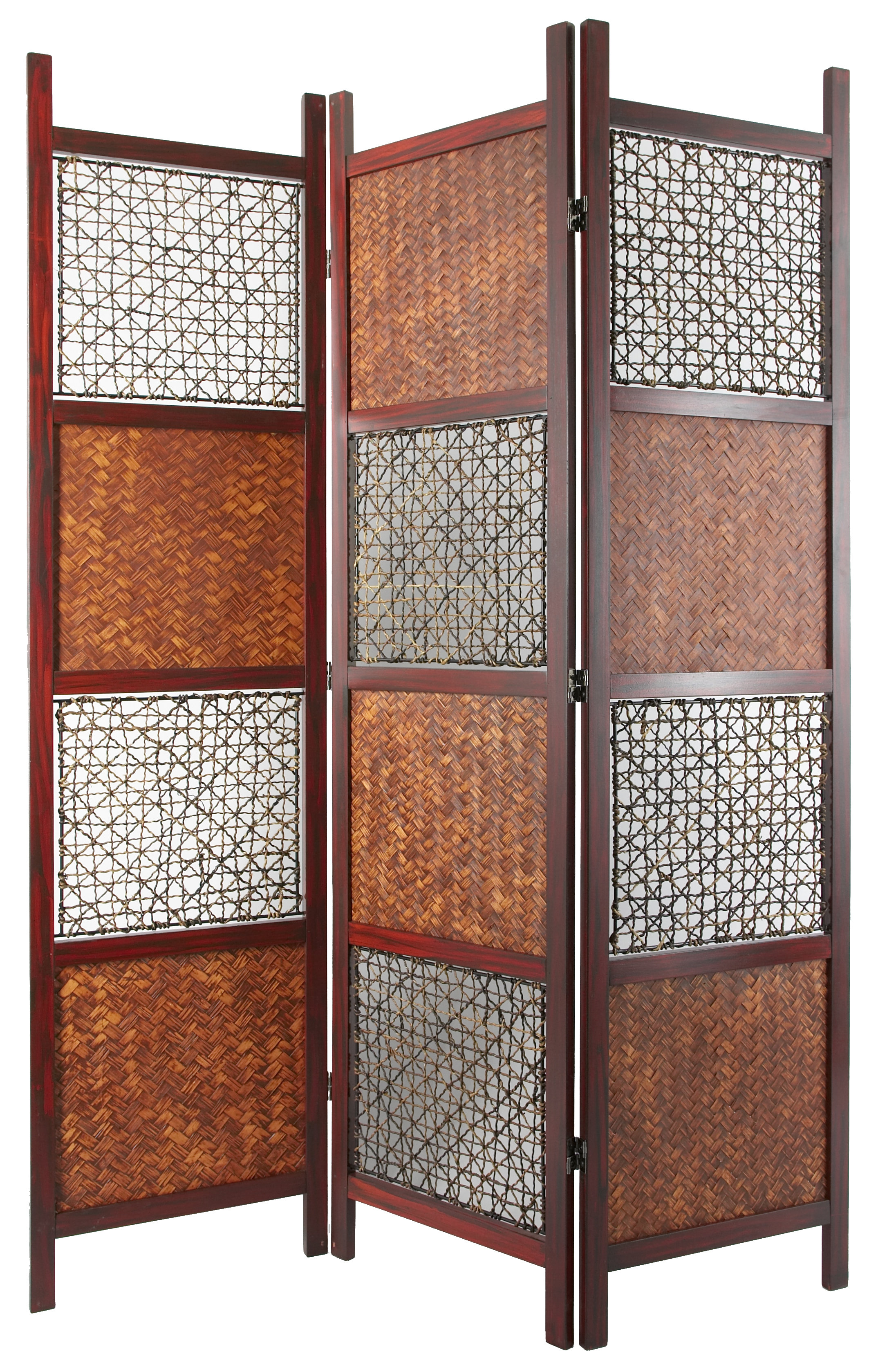 Red Barrel Studio® Brandon 52.5" W x 71" H 3- Panel Abacca Rope and ...