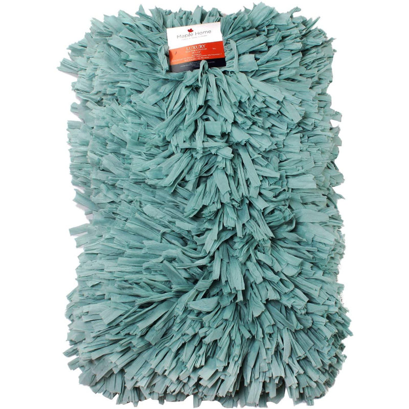 Maple Home Shag Cotton Sea Aqua Kitchen Mat | Wayfair
