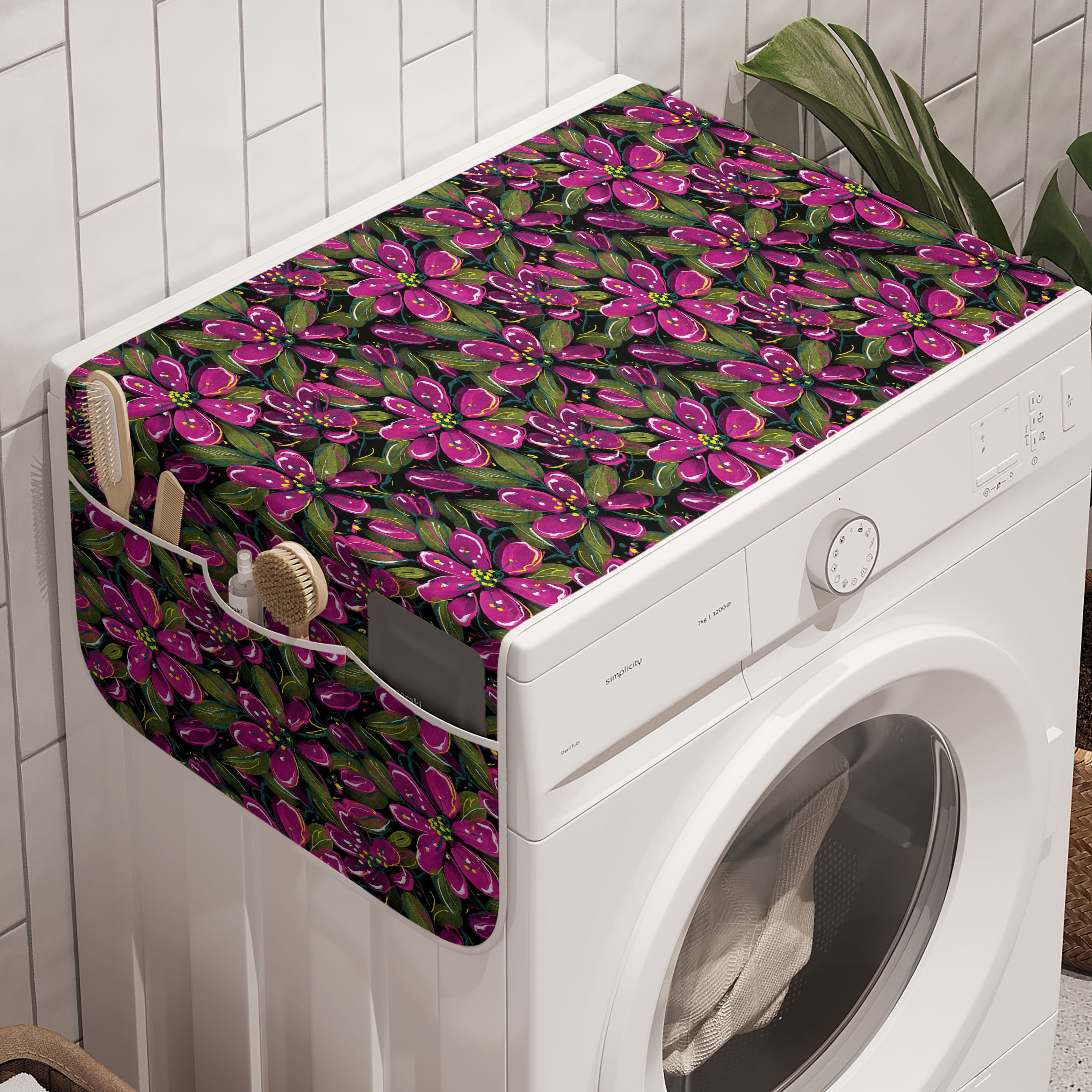 Ambesonne Floral Washing Machine Organizer Pack of 2 47" x 18.5" | Wayfair