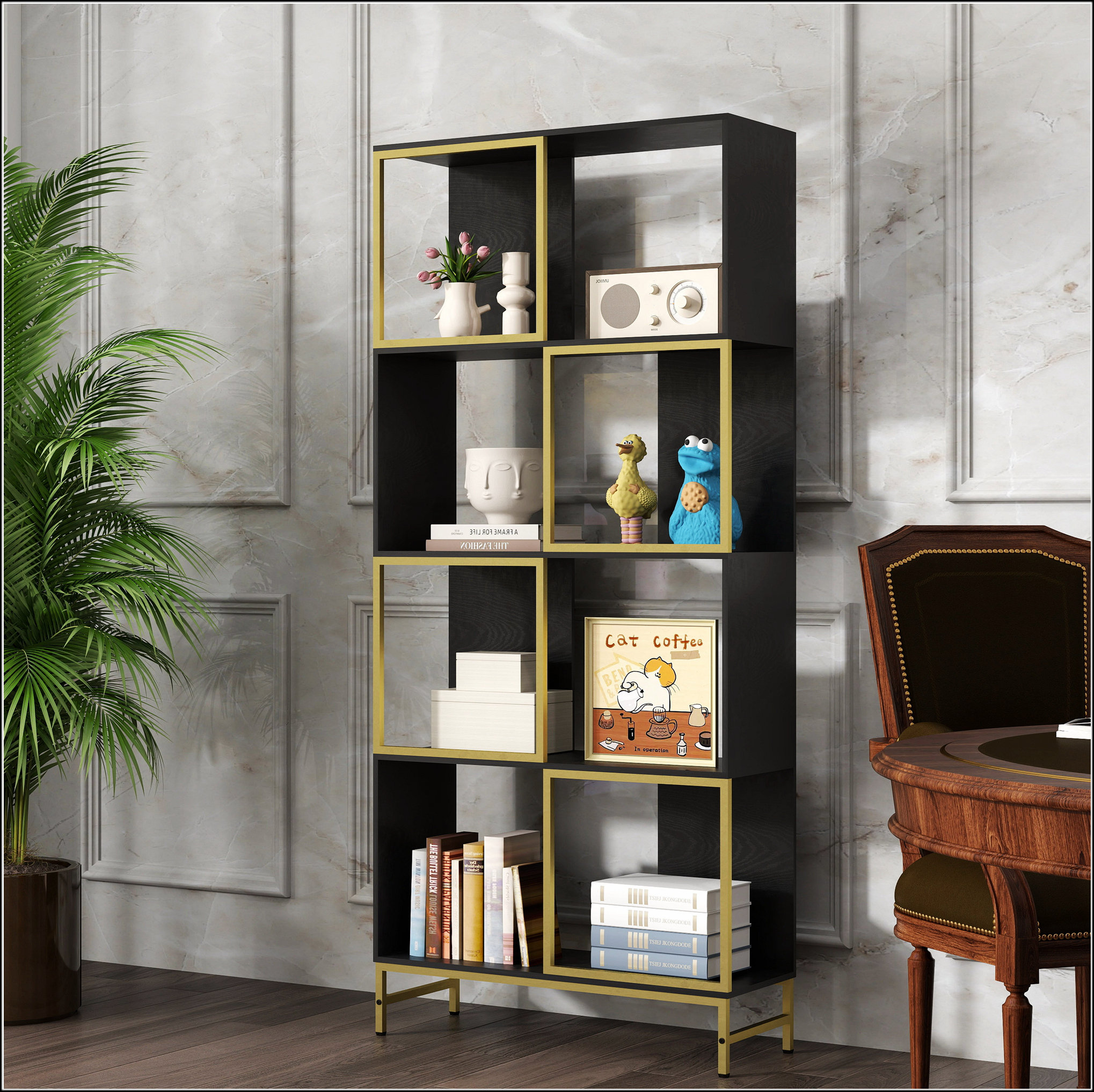 Mercer41 4-Tier Storage Shelves, Bookcase Display Storage Shelf Corner ...