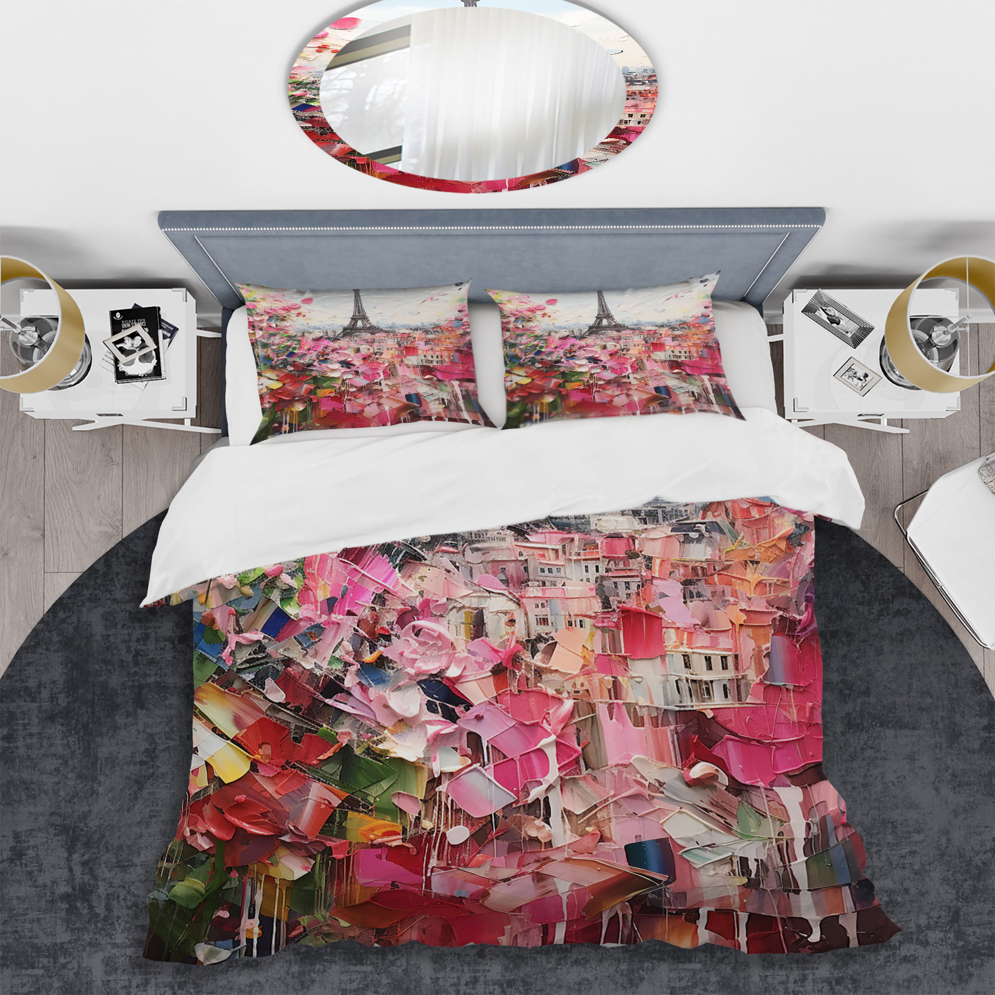 Design Art Paris In Bloom Vintage Collage - Paris Duvet Cover Set ...