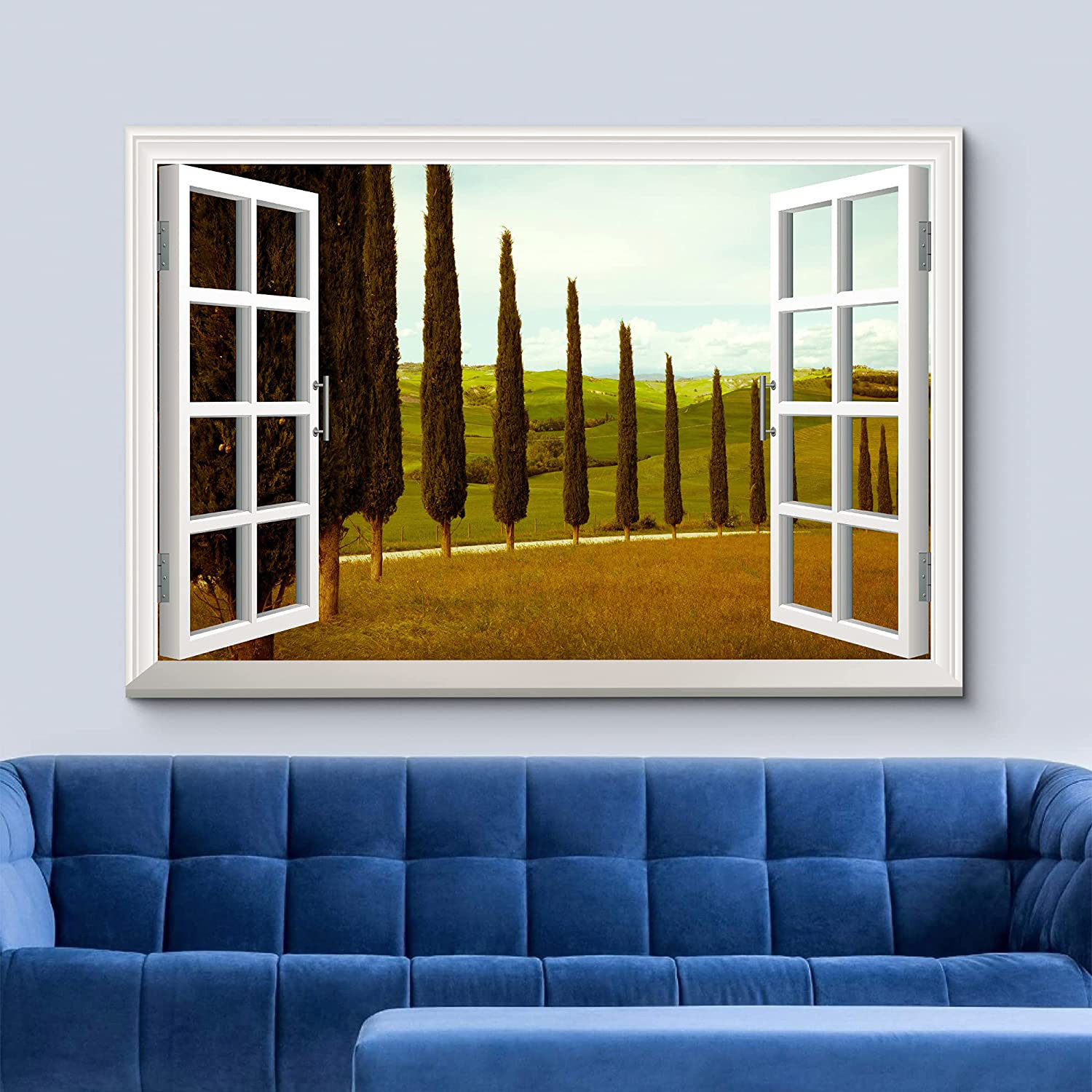 IDEA4WALL Window Scenery Tuscan Countryside with Cypress and Meadow ...