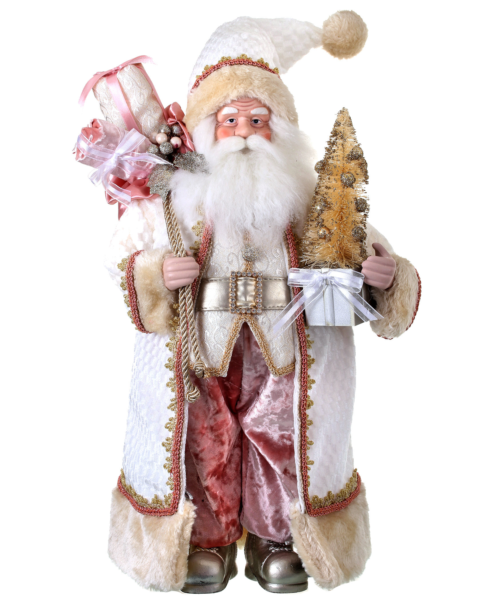 Regency International 24" Pink Champagne Santa With Sack And Tree ...