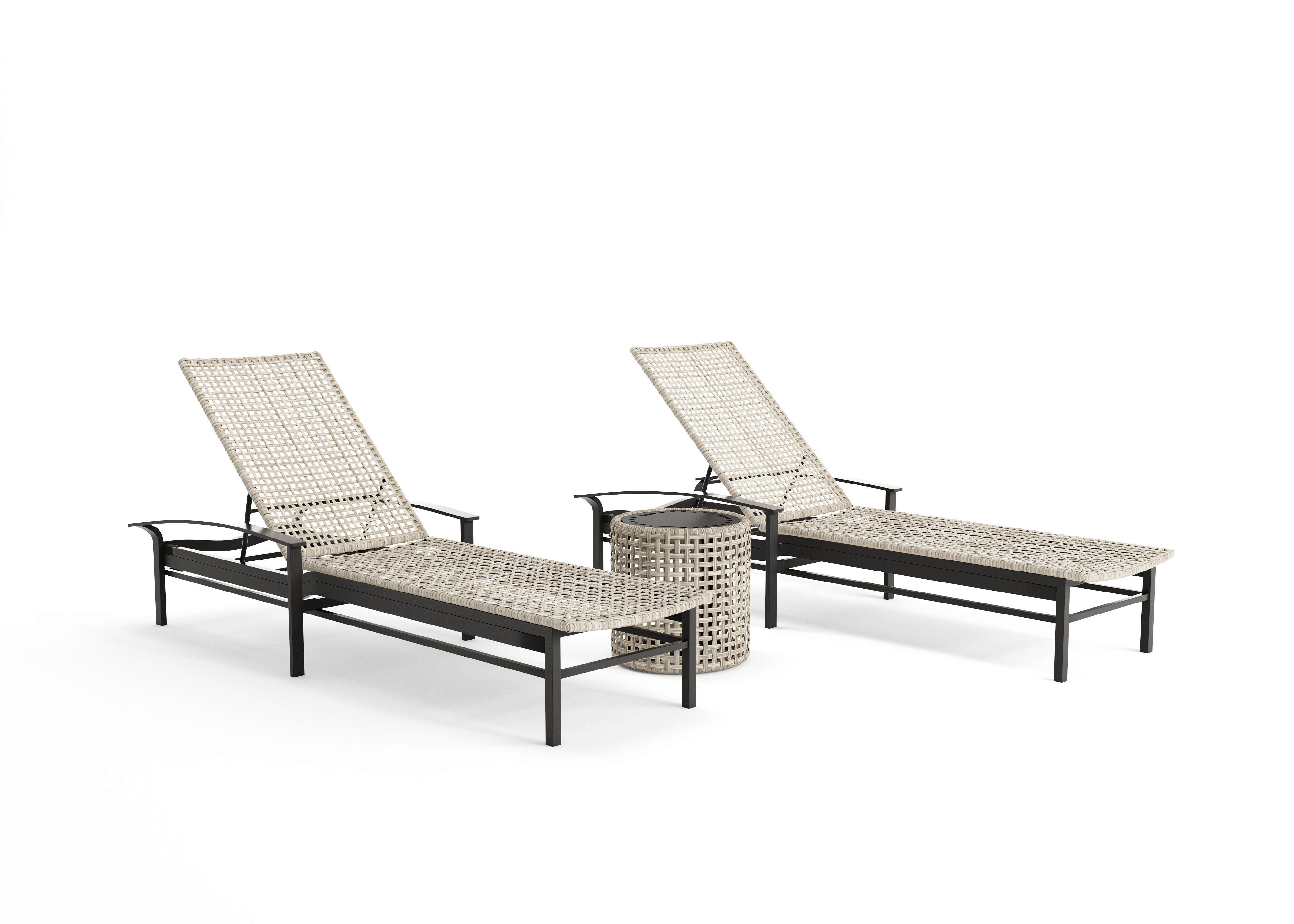 Winston Jasper Lounge Set with 2 Chaise Lounges, 1 Drum Stool/Side ...