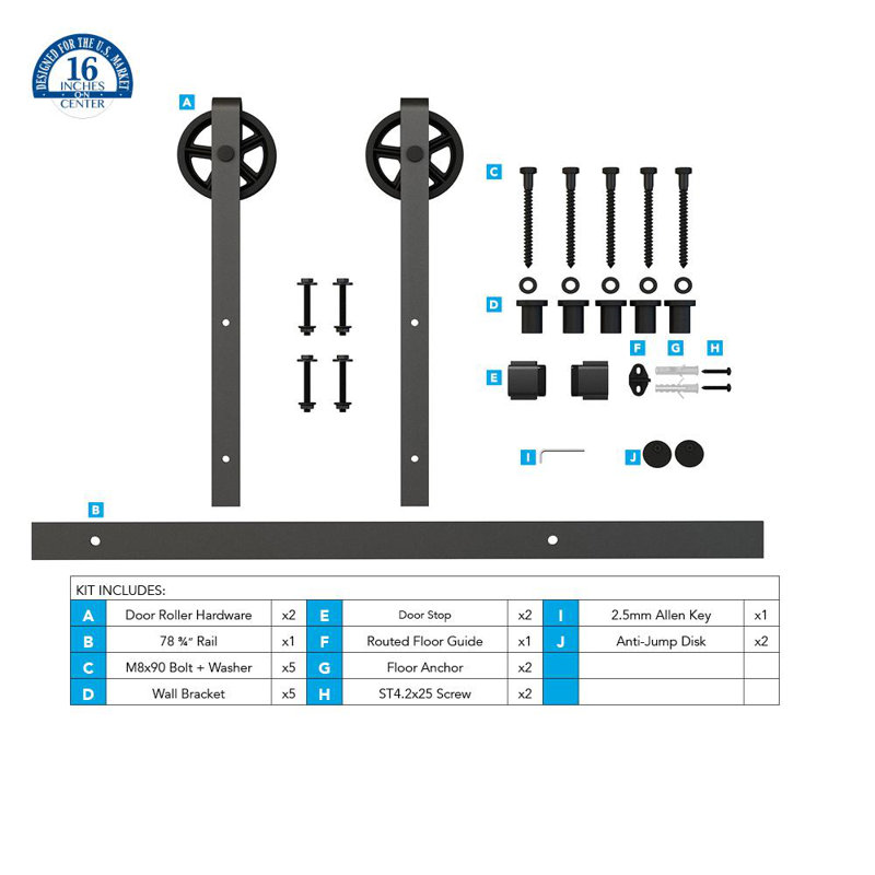 Outwater Steel Barn Door Hardware Kit | Wayfair