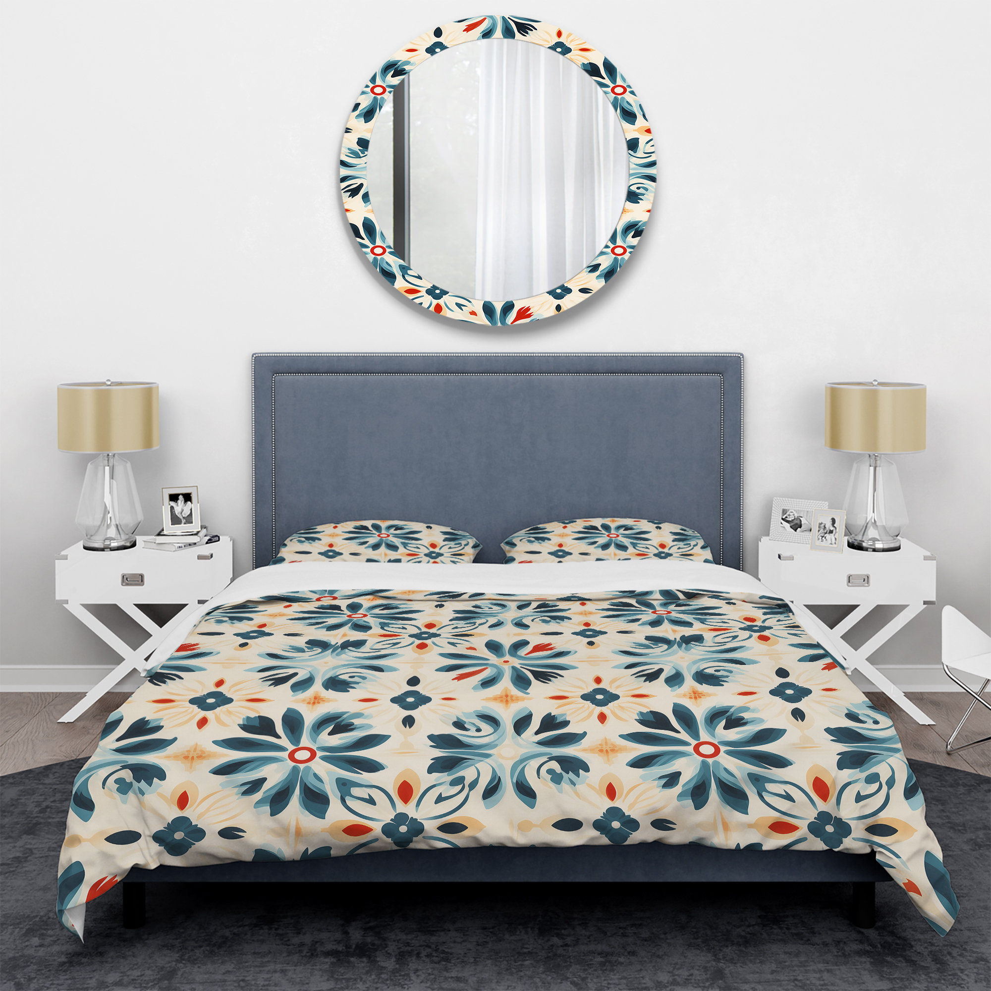 blue moroccan bedding