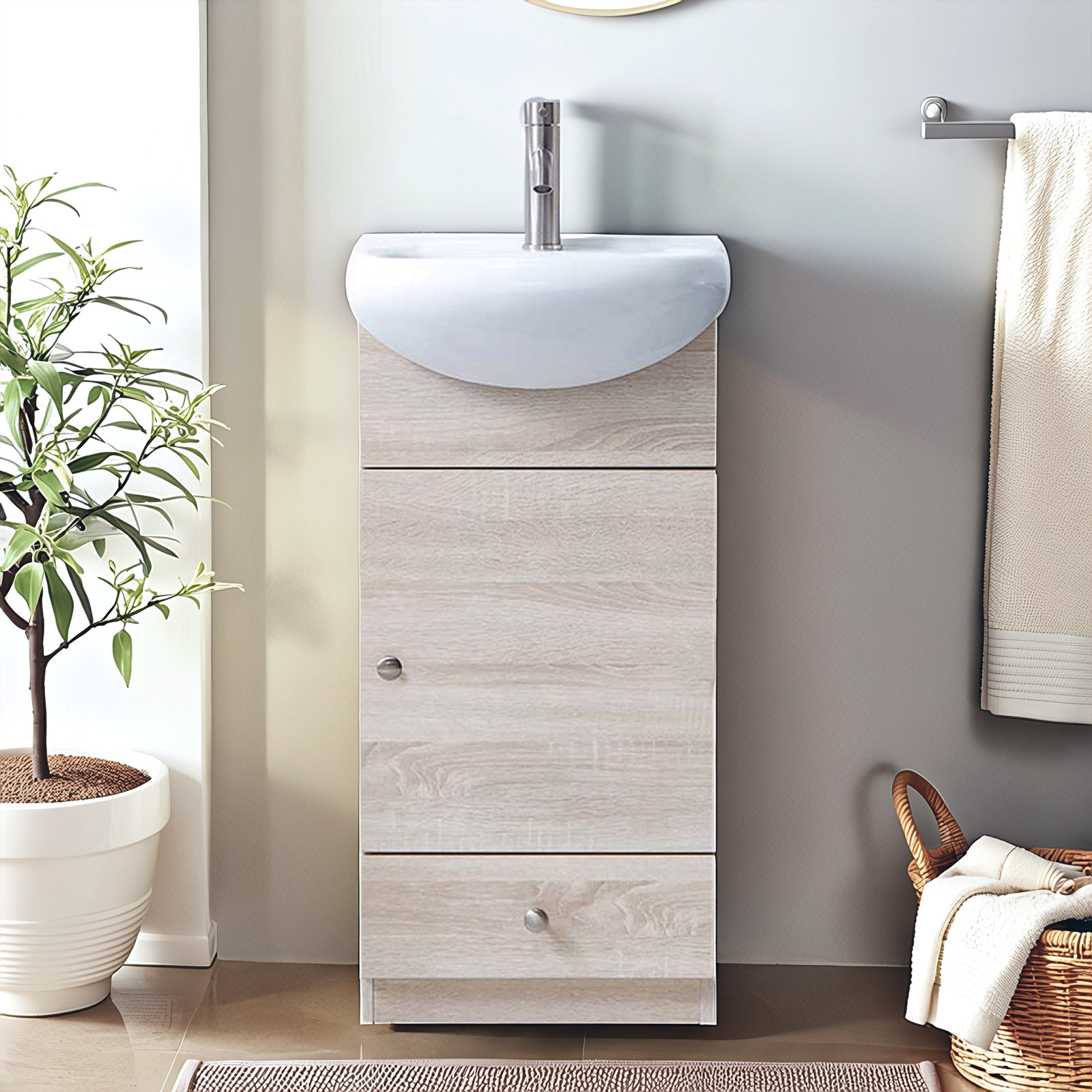 Mercer41 Mini-meuble-lavabo simple 18 po avec plateau en céramique ...