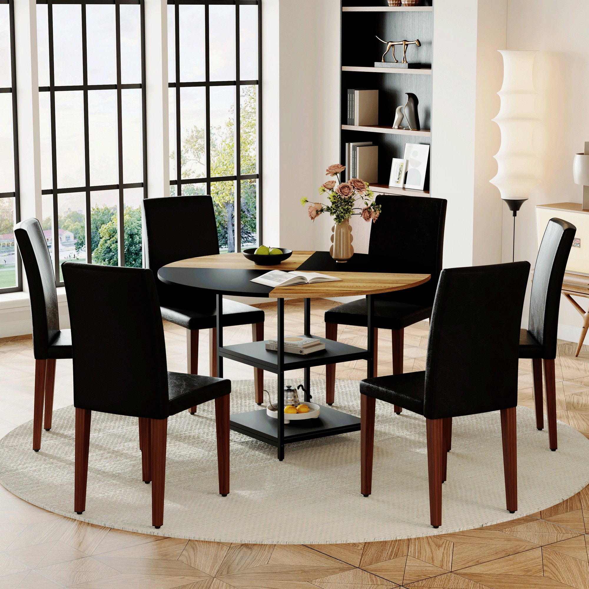 Latitude Run® Dining Table Set, One Table With Open Storage Shelf ...