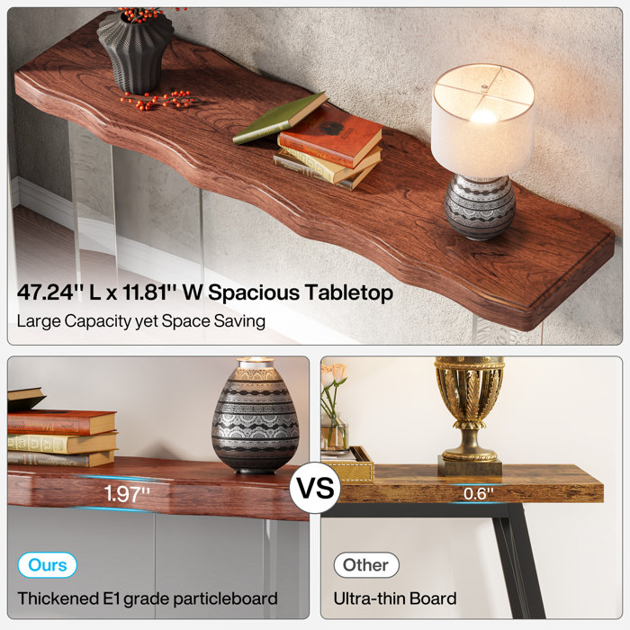 Orren Ellis Rila 47.24" Suspended Elegance Acrylic-Legged Console Sofa ...