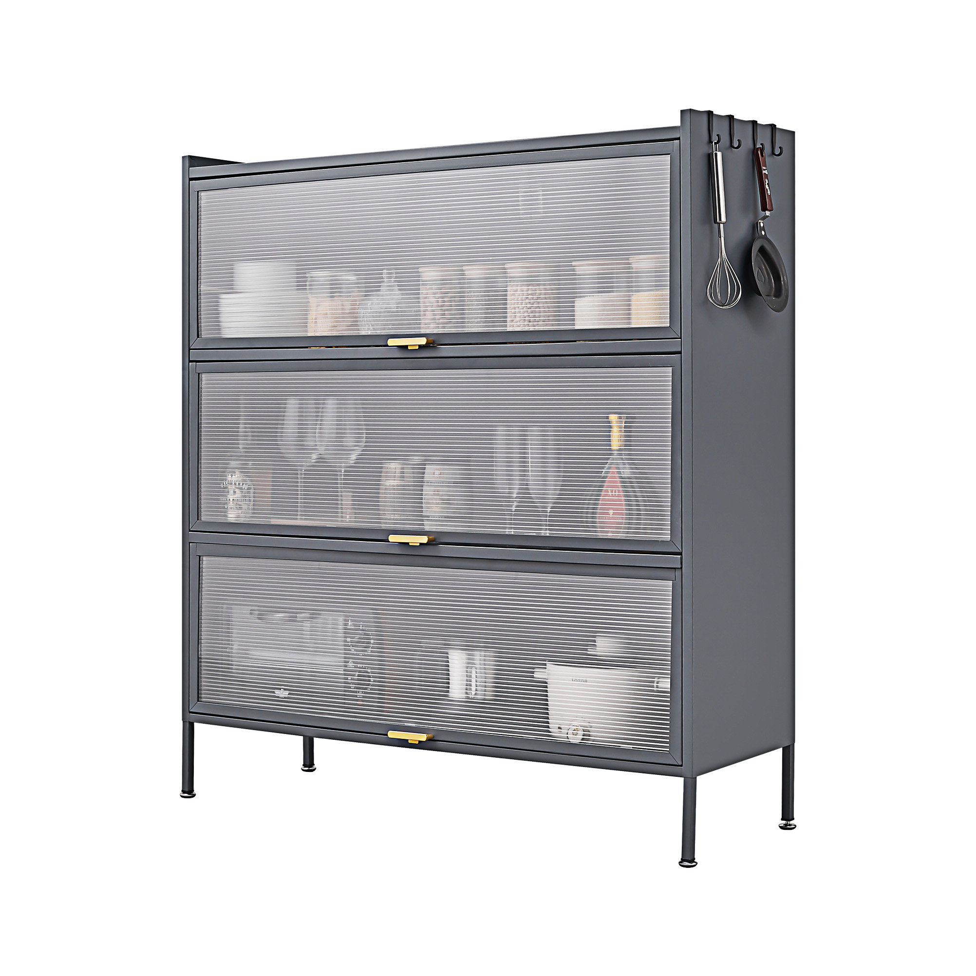 Ebern Designs 3 Tier Pantry Storage Cabinet Baker Racks For Kitchen ...