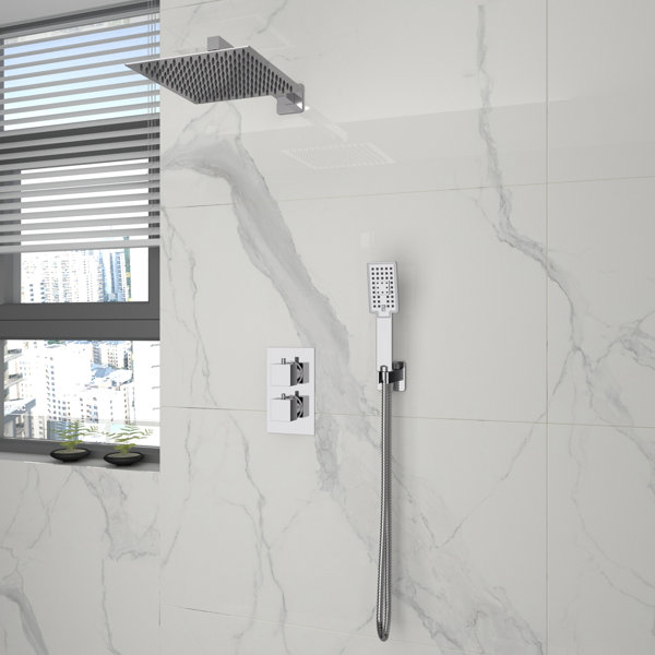 Belfry Bathroom Concealed Thermostatic Shower Set System Chrome With 38 ...