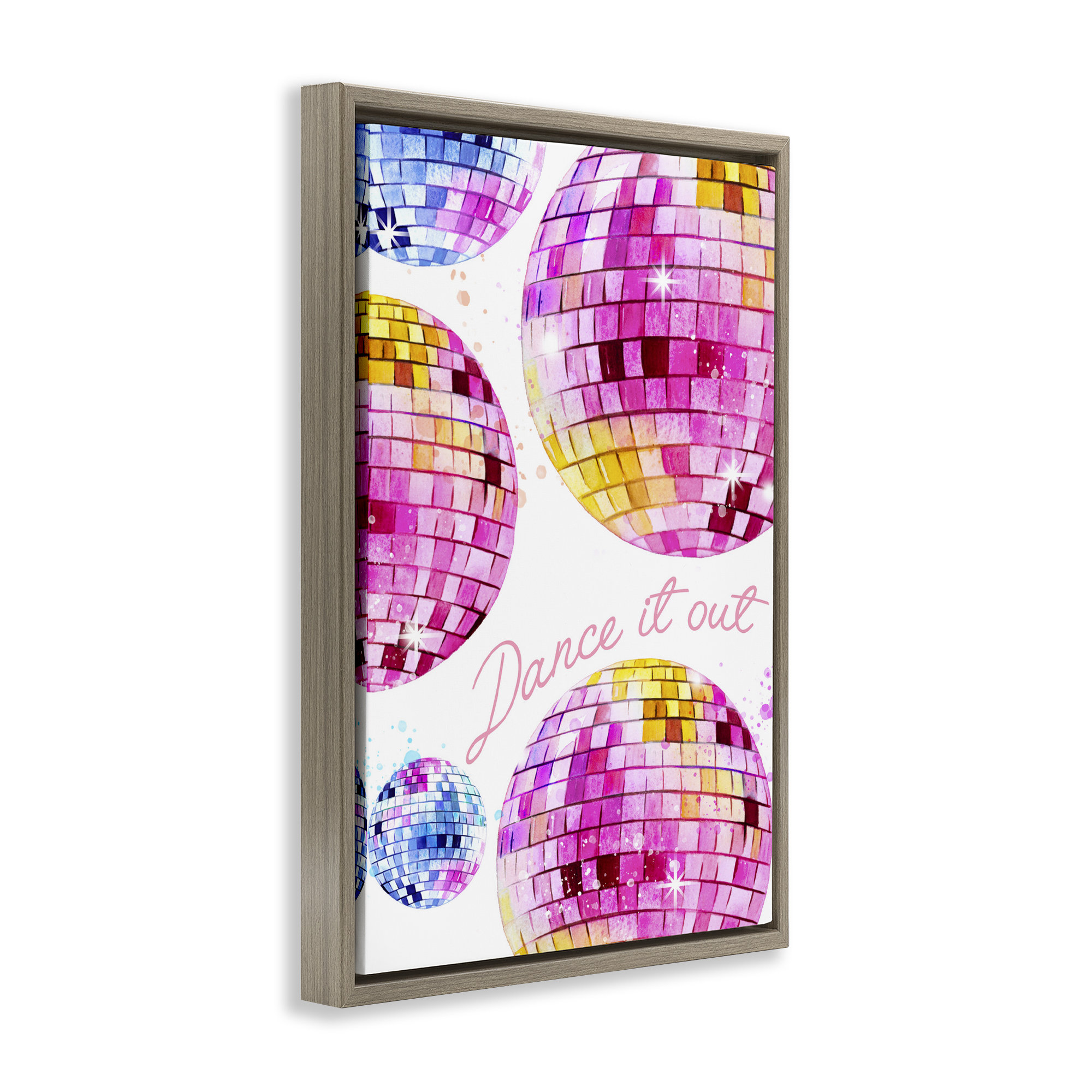 Ebern Designs Dance It Out Disco Balls Framed Floater Canvas by Enya ...
