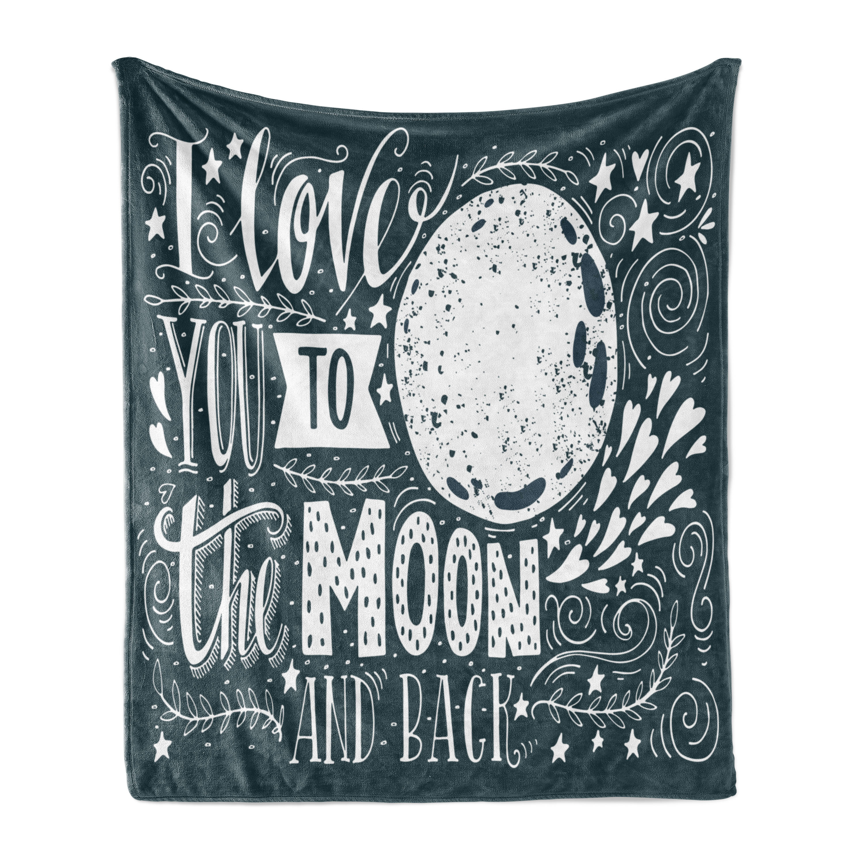 Ambesonne I Love You Fleece Throw Blanket Universe Wish Floral Dark ...