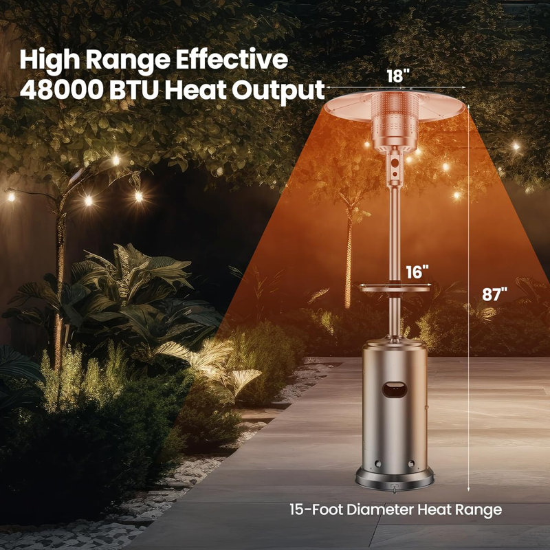 Fashionwu Outdoor Space Heater 48,000 BTU Steel Umbrella Propane Patio ...