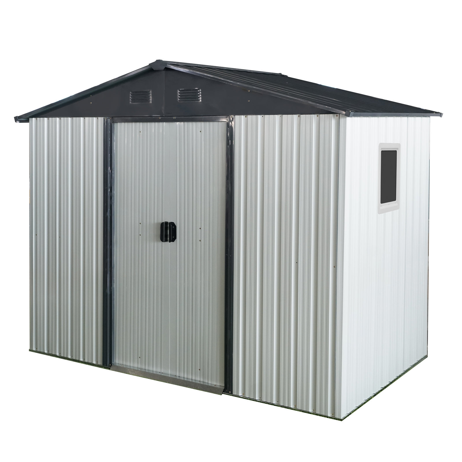 EvoNet 8ft X 4ft Outdoor Metal Storage Shed With Window & Metal ...