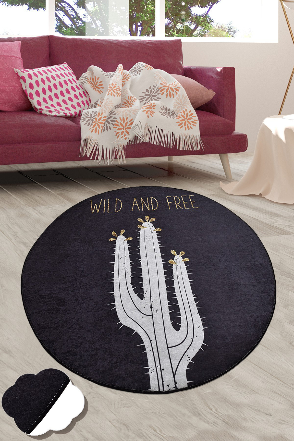 East Urban Home Round Guillermo Machine Made Flatweave Polyester Area ...