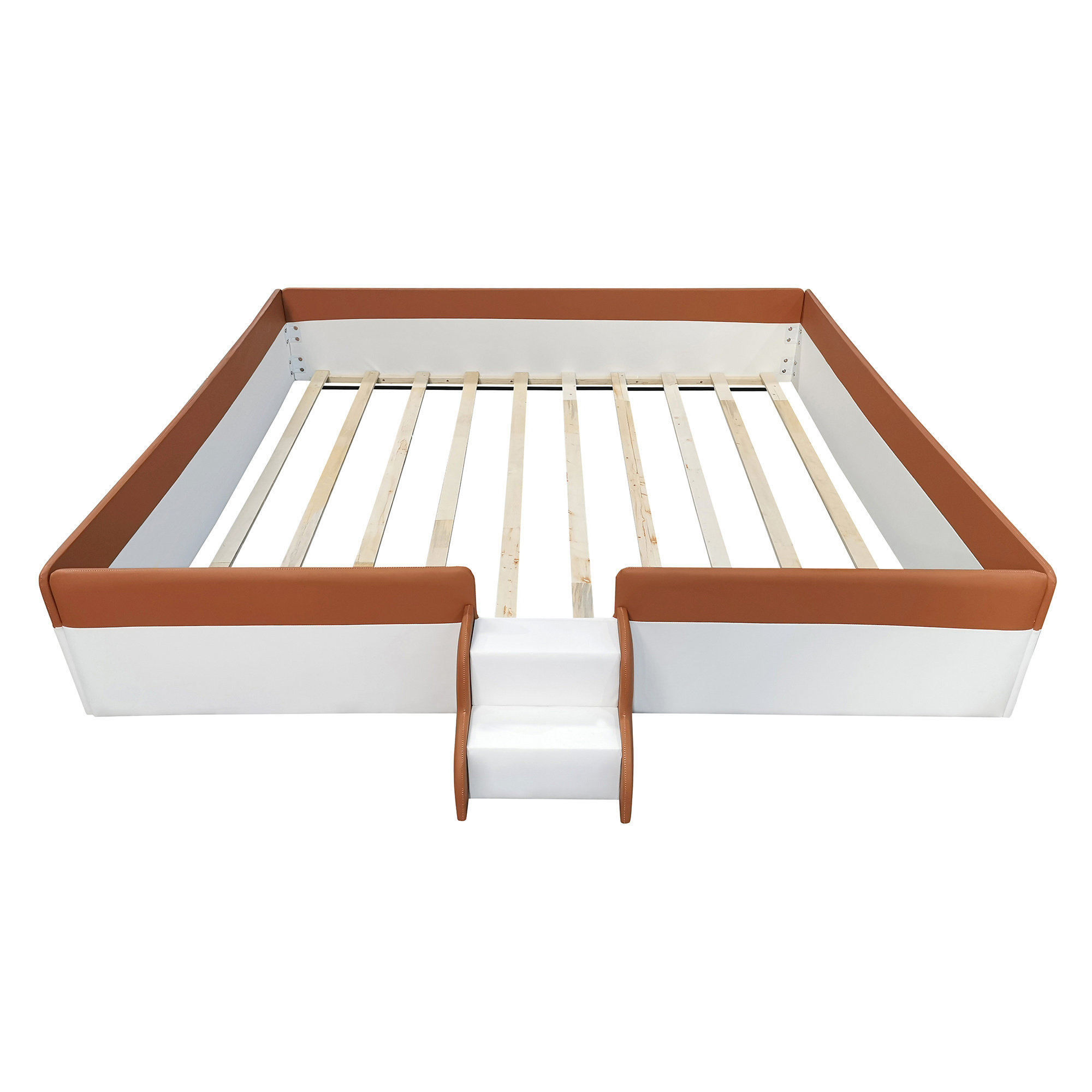 Latitude Run® Tamaj Upholstered Daybed Frame with Fence and Stairs ...