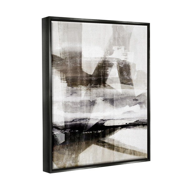 Ivy Bronx Abstract Black Streaks Layered Lines - Floater Frame Painting ...