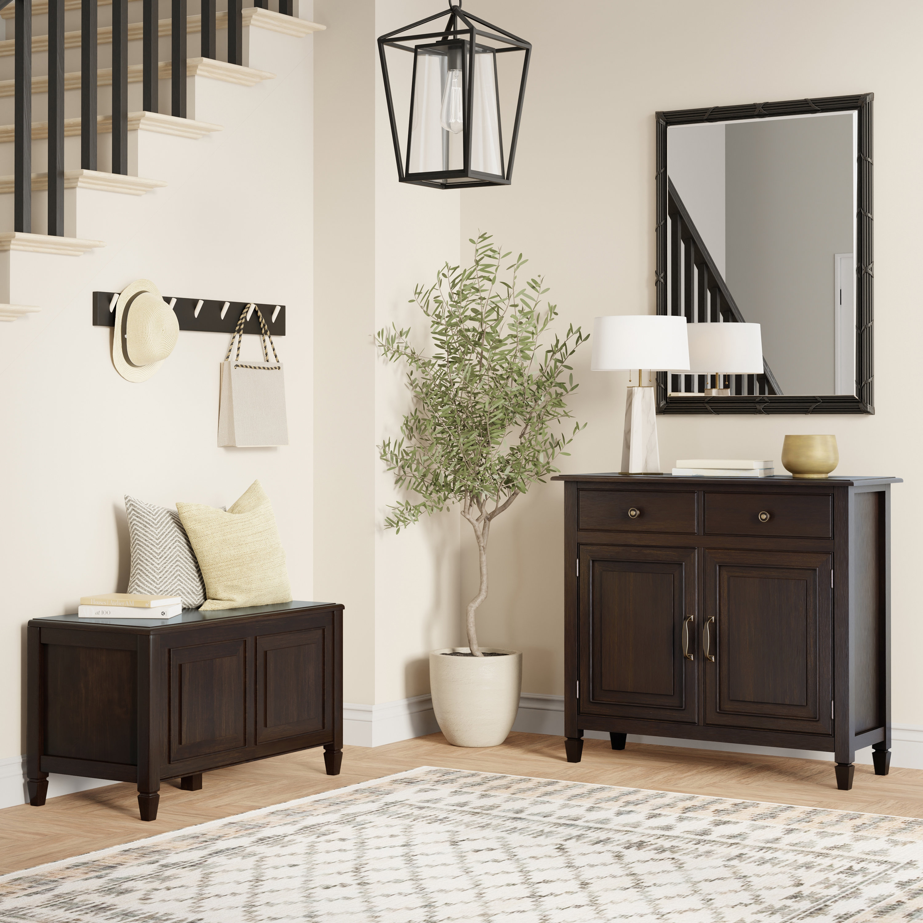 Simpli Home Connaught Solid Wood 36 Inch Wide Small Storage Bench Trunk ...