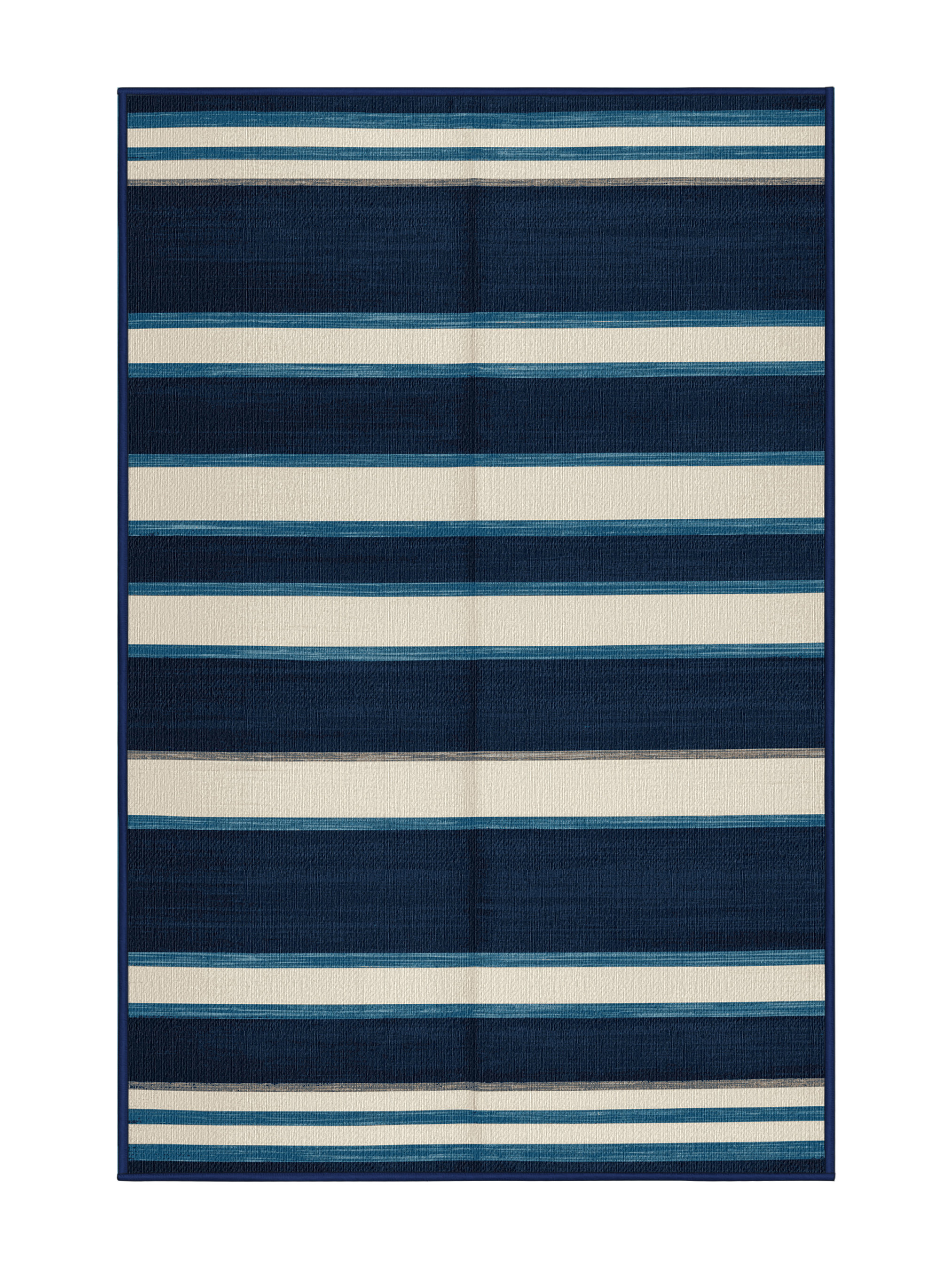 Hokku Designs Washable Ink Blue White Striped Area Rug | Wayfair