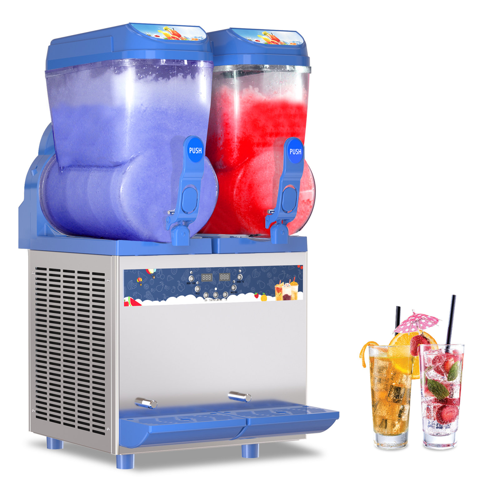 XPW Countertop Snow Cone Machine 1000W 30L Tanks Commercial Slushy ...