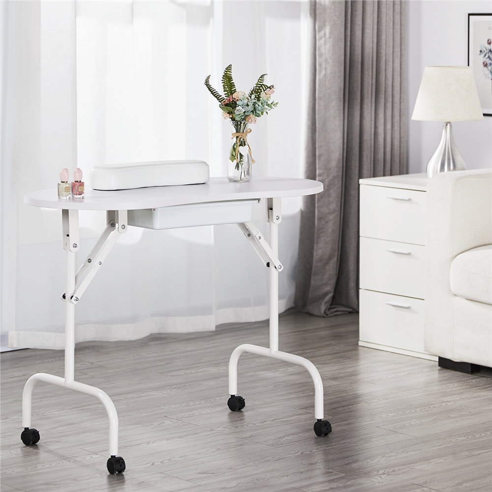 Inbox Zero Folding Manicure Table with Lockable Wheels and Bag ...
