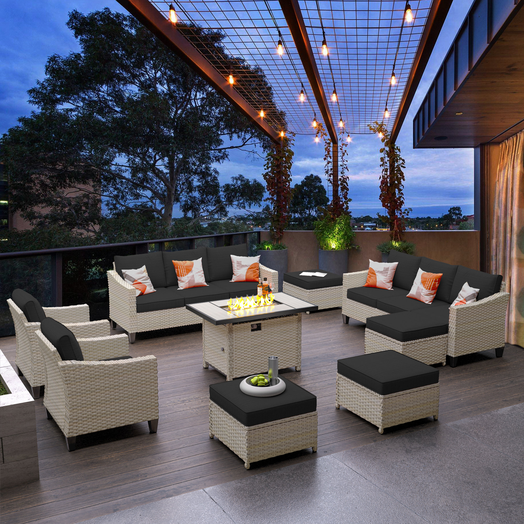 Red Barrel Studio® Emaje 8 Person Outdoor Seating Group with Cushions ...