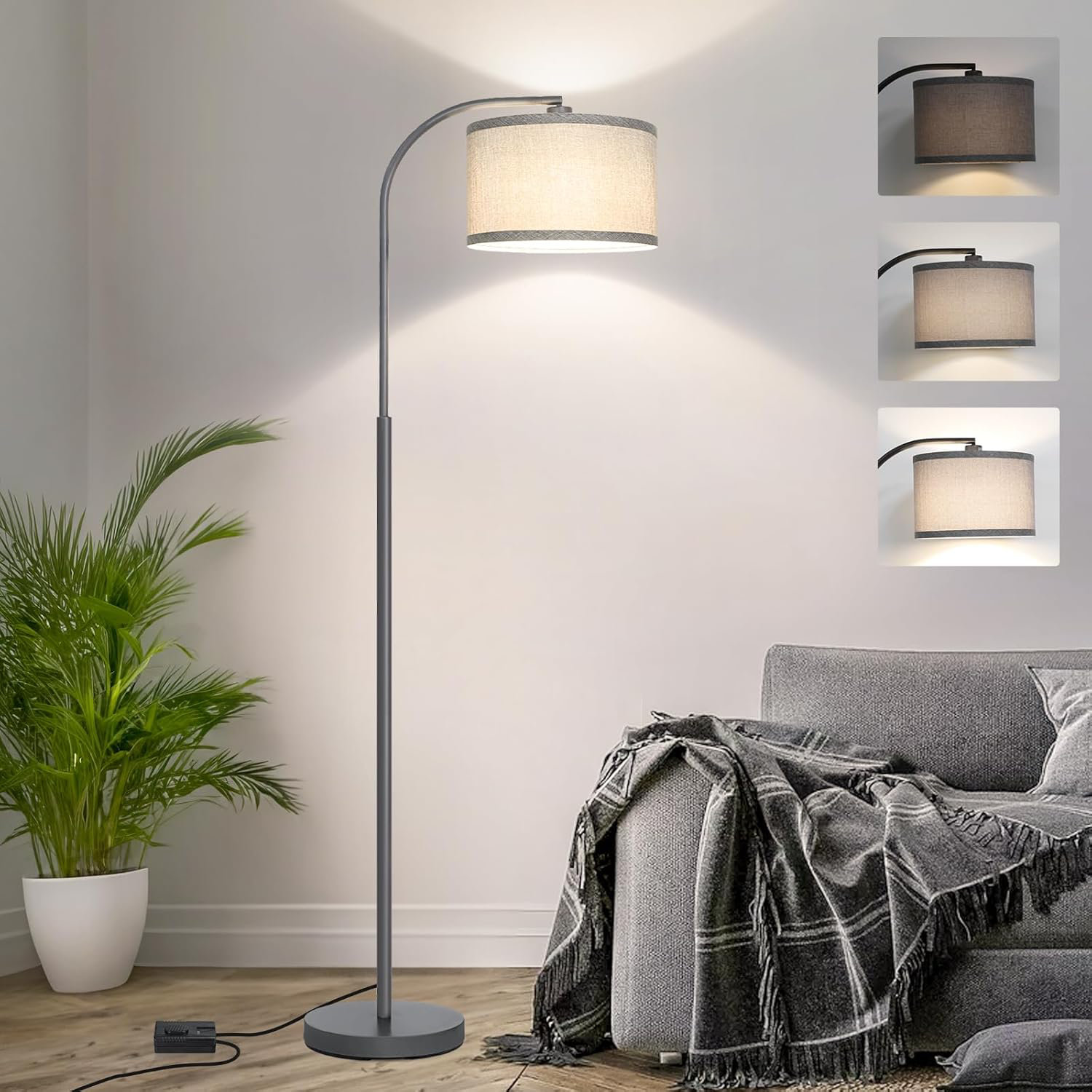 Latitude Run® Dimmable Arc Floor Lamp With Adjustable Drum Shade & Led ...