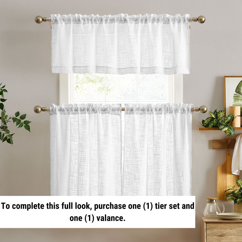 Gracie Oaks Galiena Faux Linen Textured Semi Sheer Rod Pocket Curtain ...