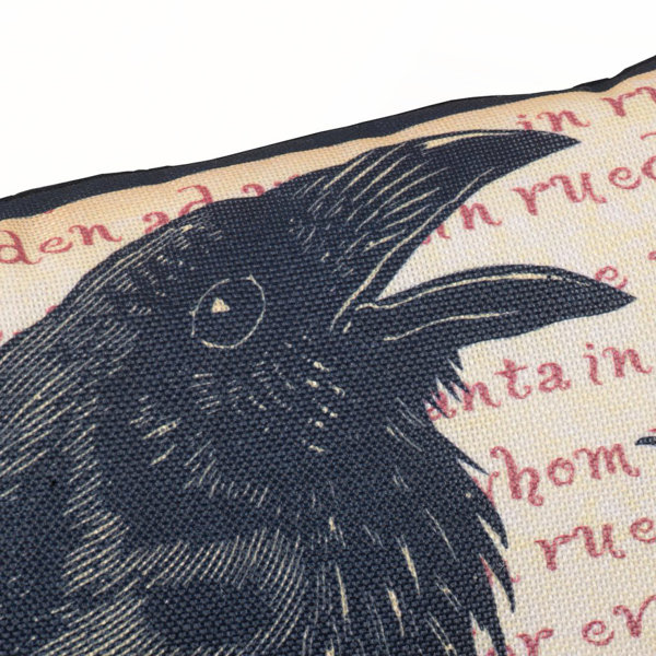 BURDOCK Eerie 20x13 Black Crow Happy Halloween Pillow with Haunting ...