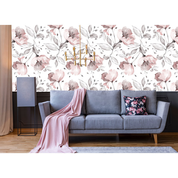 Red Barrel Studio Wylies Hand Drawn Flowers 10' L x 24" W Peel and ...