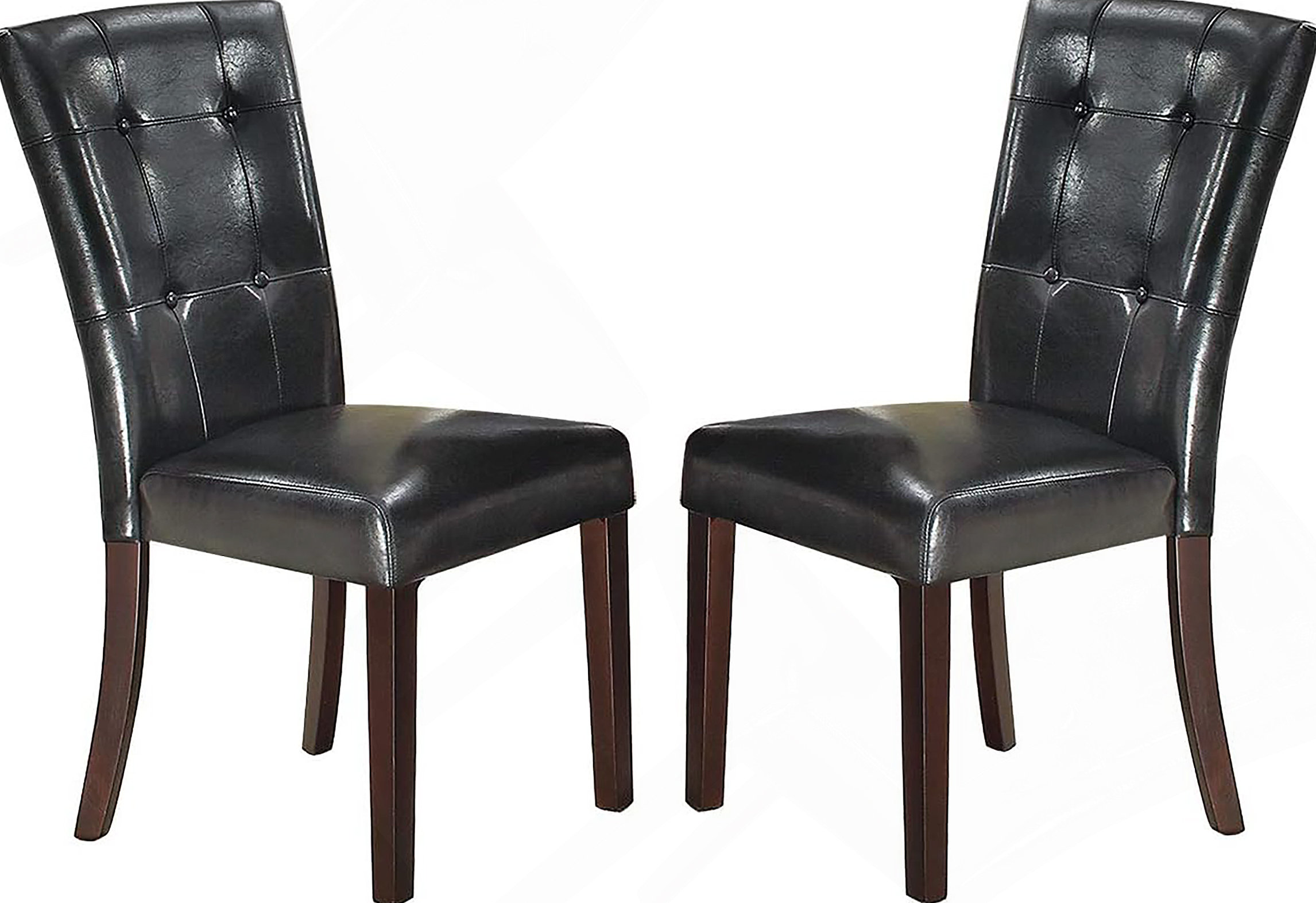 Latitude Run® Modern Parson Chairs Black Faux Leather Tufted Set Of 2 ...